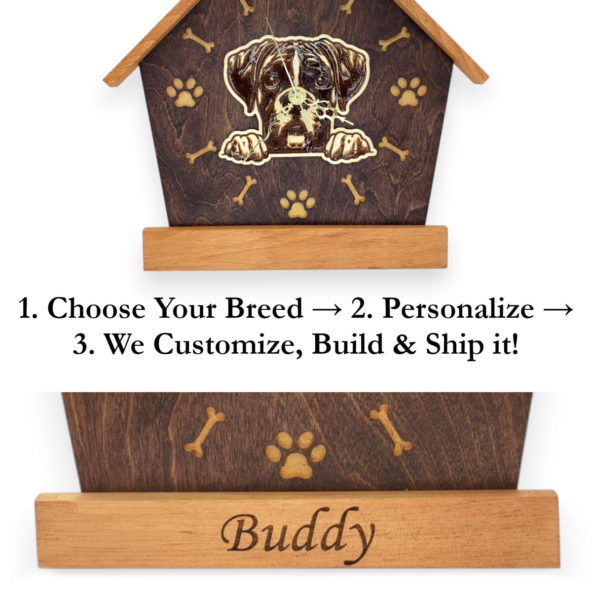 Boxer Peeking Dog Clock | Personalized Dog Wall Clock Gift – DogPound ...
