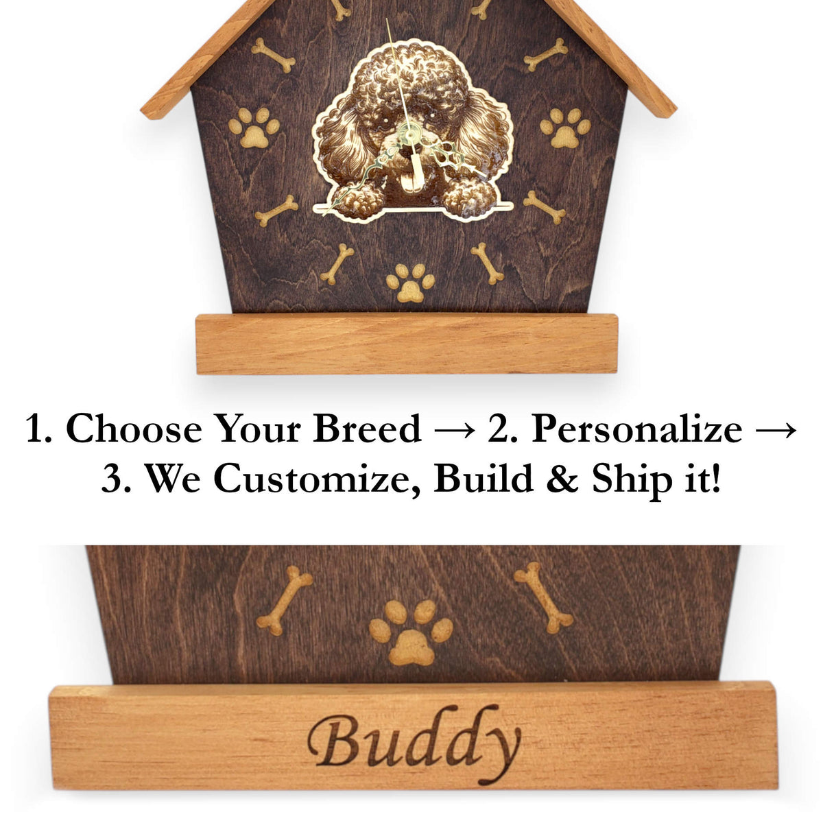 Poodle Peeking Dog Clock | Personalized Dog Wall Clock Gift – DogPound ...