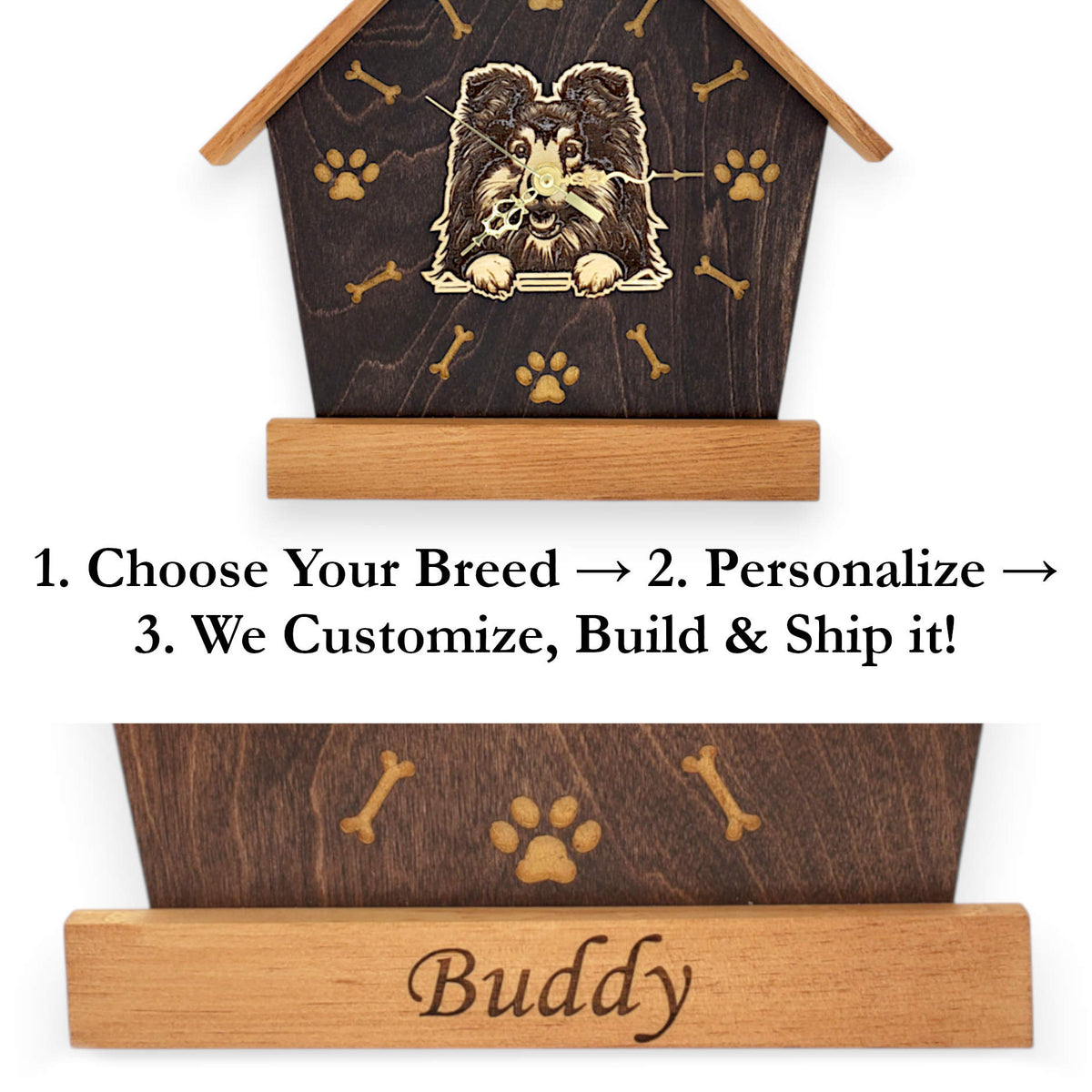 Sheltie Peeking Dog Clock | Personalized Dog Wall Clock Gift – DogPound ...